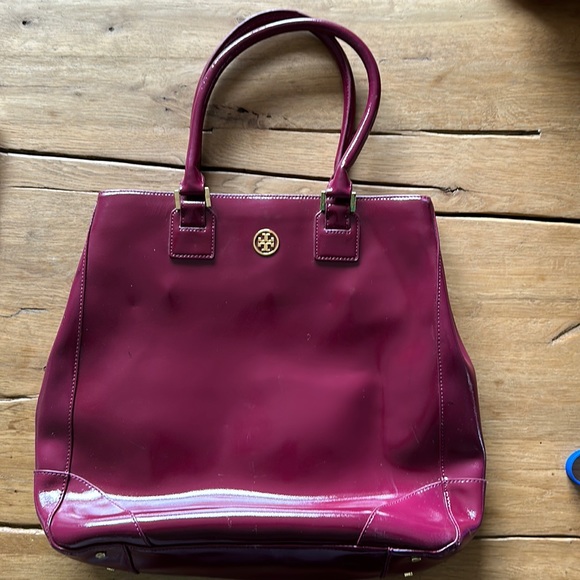 Tory Burch | Bags | Toryburch Raspberry Color Patent Leather Tote ...